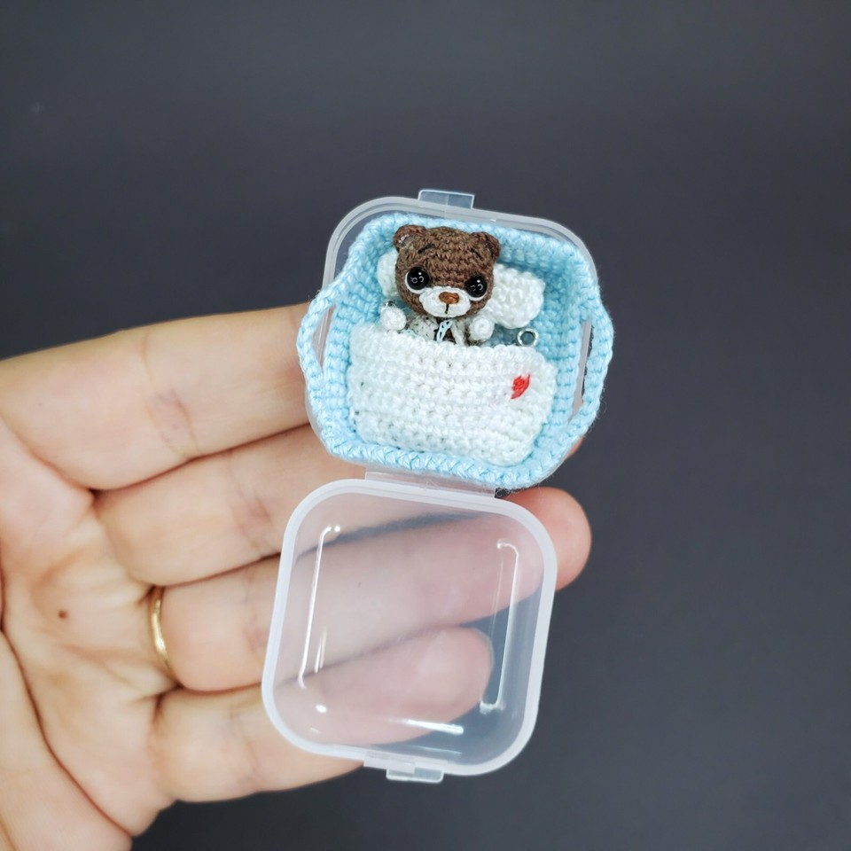 Custom extremely micro Bear with accessories. Dollhouse miniature ...