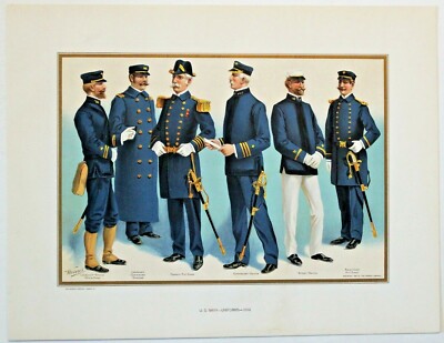 "U.S. NAVY-UNIFORMS-1899" Antique original chromolithograph 1899 | eBay
