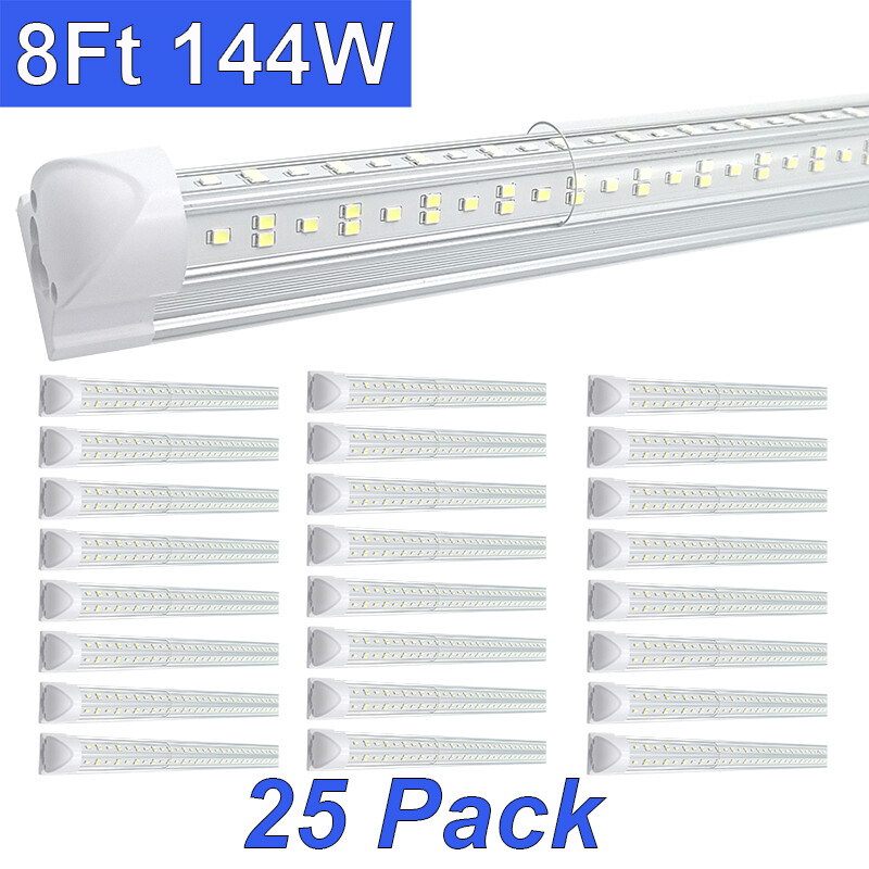 12/25 Pack T8 8FT LED Tube Light 8 Foot LED Shop Light Fixture 144W LED ...