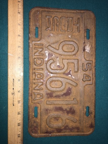 Vintage Indiana 1954 Auto Truck Old License Plate Tag Garage Man Cave ...