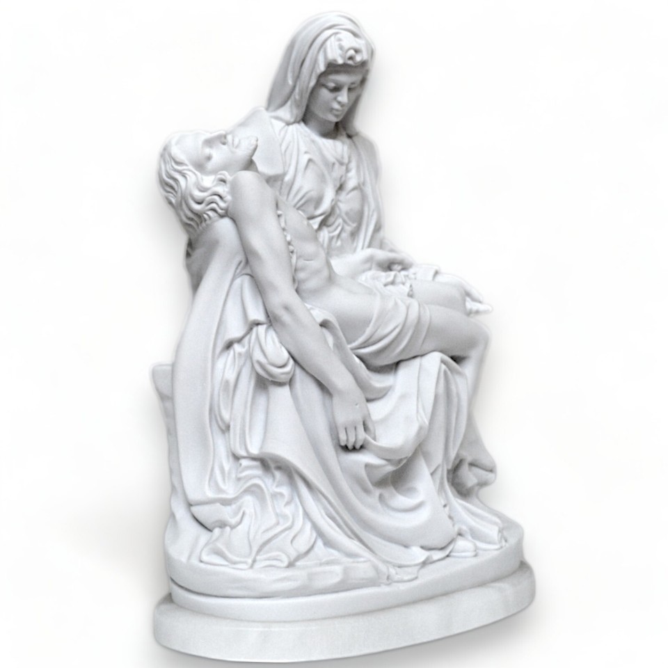 Pietà By Michelangelo Table Sculpture In Marble With Alabaster Base H ...