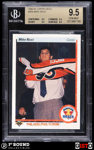 POP 1 Mike Ricci RC BGS 9.5: 1990-91 Upper Deck 91-92 Hologram Back ...