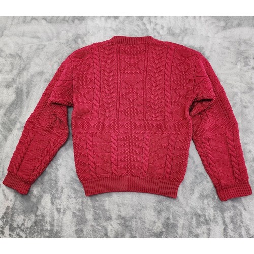 Vintage 90s Carroll Reed Cable Knit Wool Crew Neck Sweater Size M Red ...