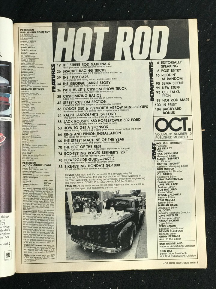 HOT ROD Magazine - Oct 1979 - STREET CUSTOMS / Bill Porterfield | eBay