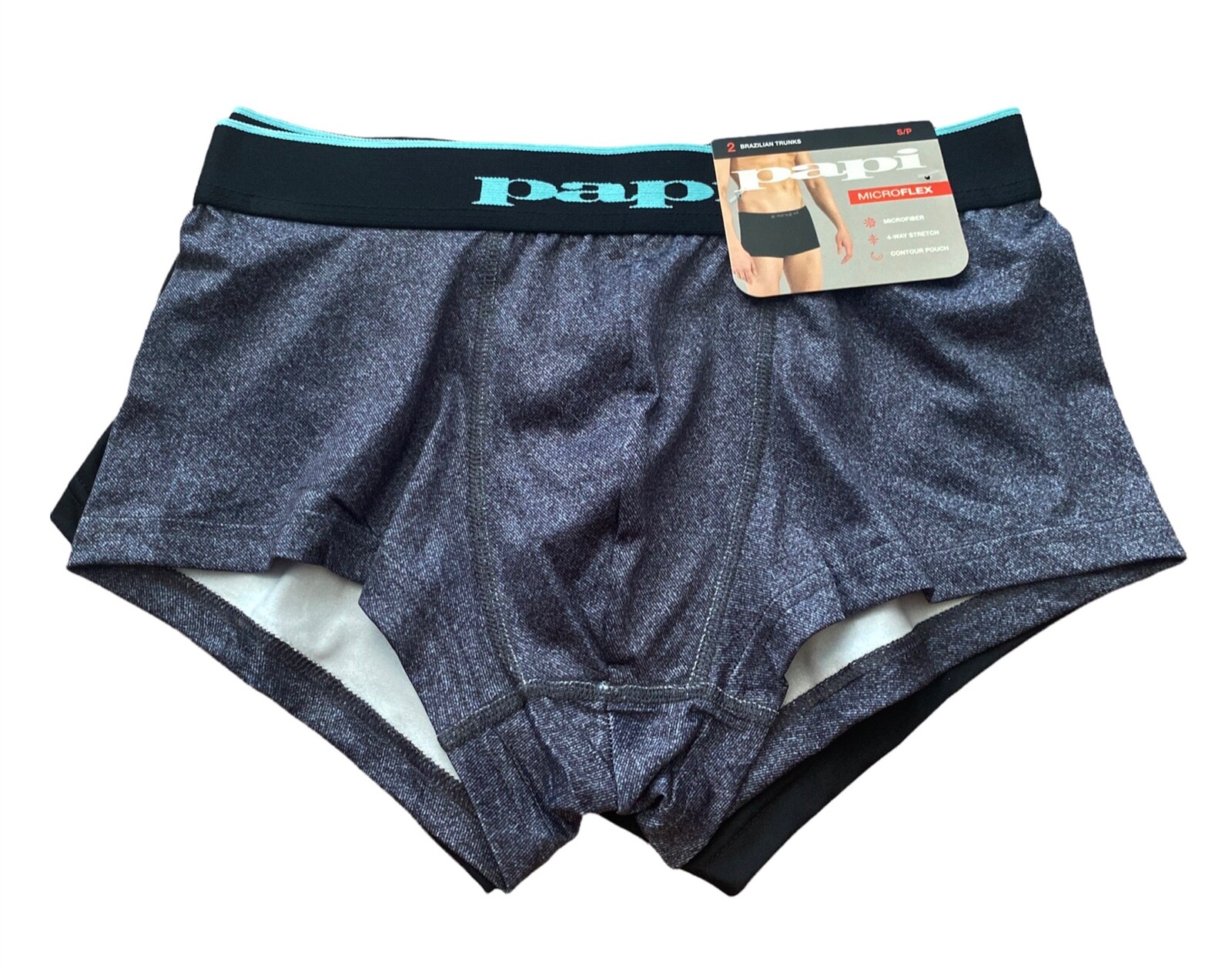 Papi Men's Nwt UMPA026 2 Pack Gray Black Microflex Brazilian Trunk ...