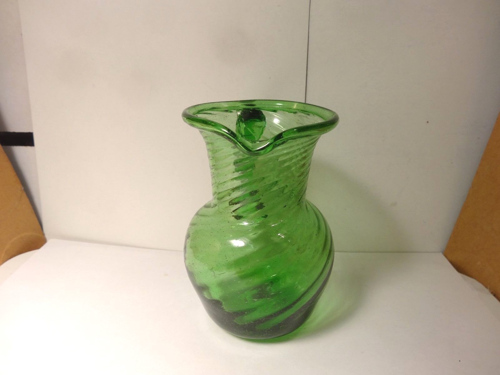 Blenko Mini Pitcher/Creamer, Green Twist Pattern, 4 1/4" Tall (Used/EUC ...