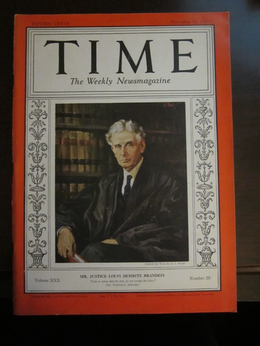 Time Magazine November 1937 Mr. Justice Louis Dembitz Brandeis Supreme ...
