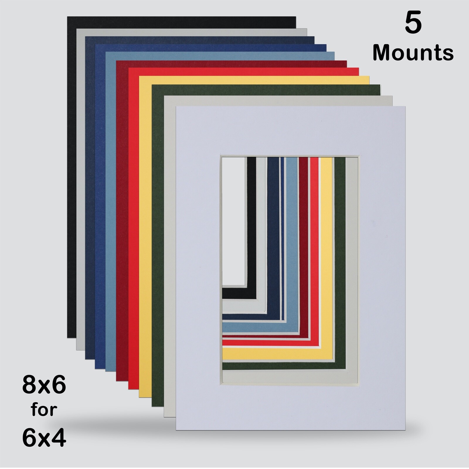 PHOTO PICTURE MOUNTS 8x6 FOR 6x4 PACK OF 5 PRINT ART-CHOICE OF COLOUR ...