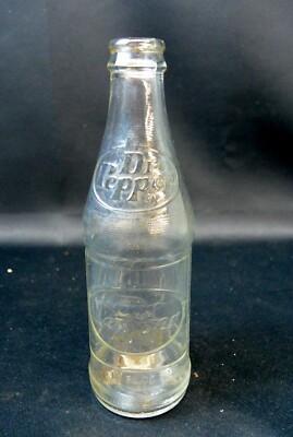 Vintage 10 oz. Rippled Embossed Dr Pepper Clear Glass Soda Bottle ONE ...