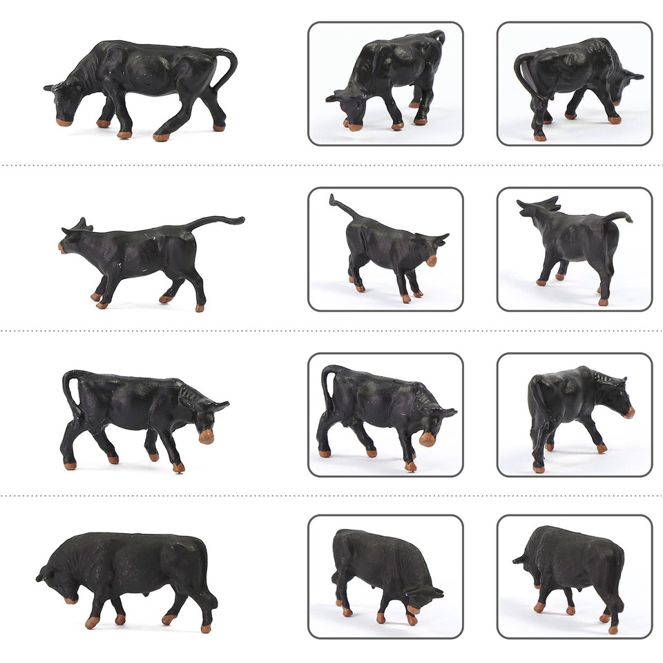 36pcs Model Trains HO Scale 1:87 Painted Black Cows Cattle Shepherd ...
