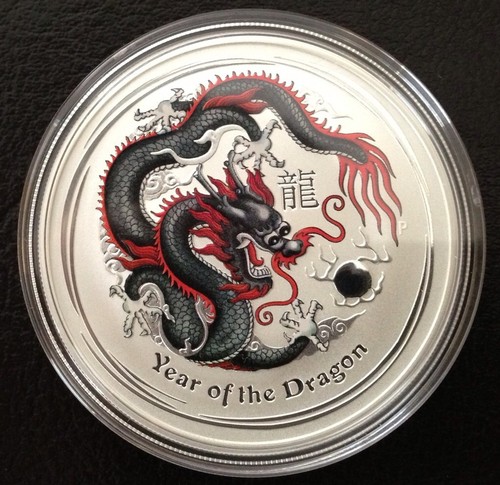 2012 1 oz Silver Australian BLACK/red Dragon Coin Direct From Mint Roll ...