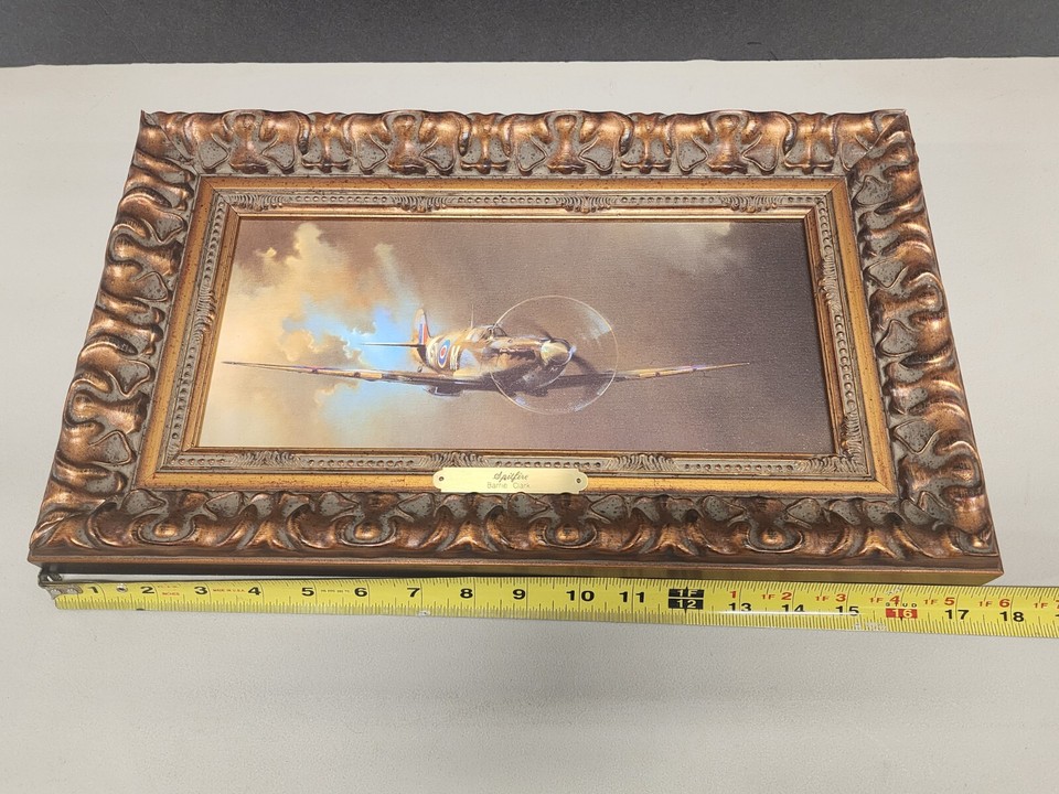 Barrie AF Clark Museum repro oil canvas framed "Spitfire" aircraft war ...