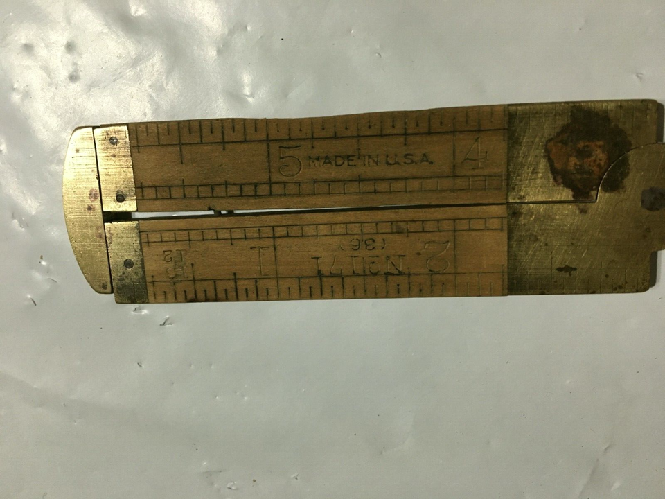 Vintage Lufkin No. 171 Folding Boxwood Rule Caliper w/Brass | eBay