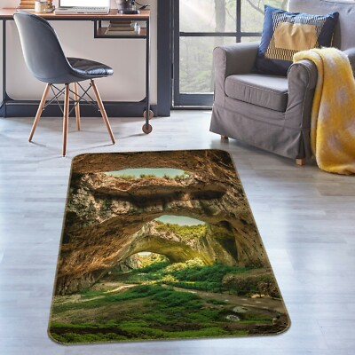 3D Stone Cave Grass ZHUA3662 Game Non Slip Rug Mat Photo Carpet Zoe ...