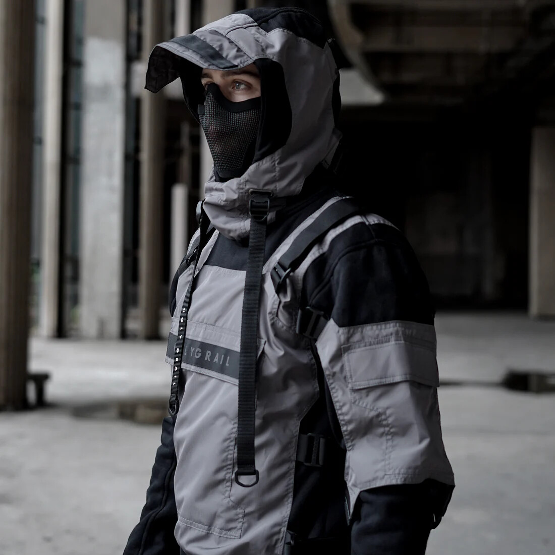 Men's Techwear Gray Jacket Vest fleece Pullover Hoodie TAC-BHV.02/GREY ...