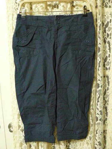 -SO JUNIORS SZ 3 (29x19) BLUE CAPRIS-8" LOW RISE-LIGHTWEIGHT-COTTON-EUC ...