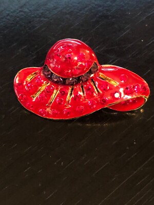 Vintage Collectible Beautiful Red Hat Metal Color Pinback Lapel Pin Hat ...