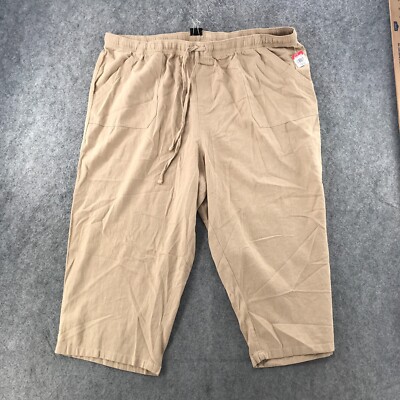 Basic Editions Plus Pants Womens Sz 2X Tan Khaki Capri 100% Cotton NWT ...