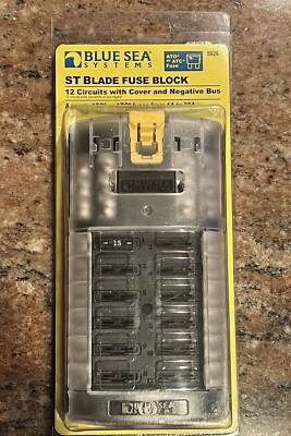 Blue Sea 5026 ST Blade Fuse Block with Cover 12 Circuit Negative Bus ...