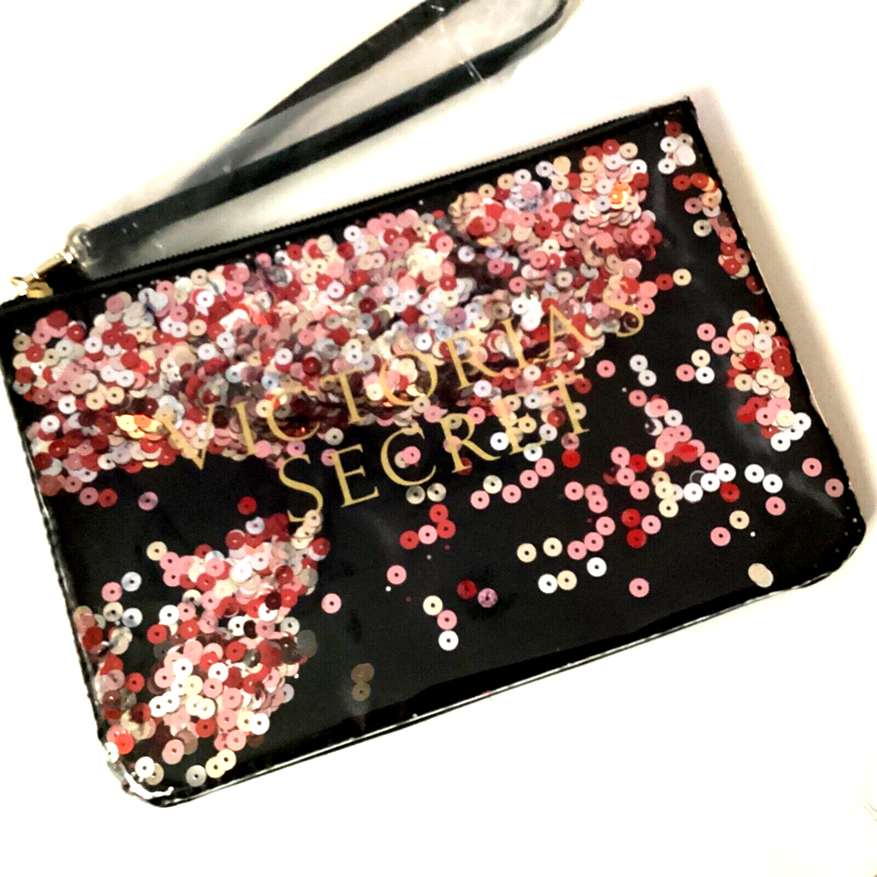 Victoria's Secret Wristlet Accessories Bag Black Sequence New | eBay