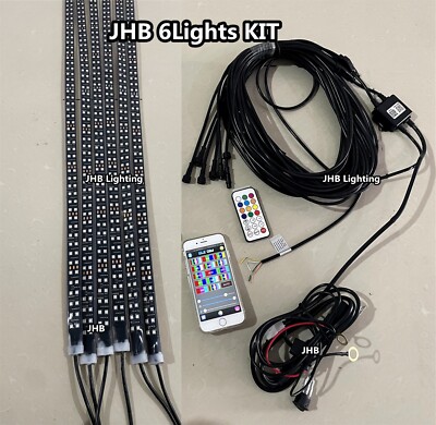 6PCS 4FT DOUBLE ROW Bluetooth APP + Remote Dream CHASING Flow LED ...