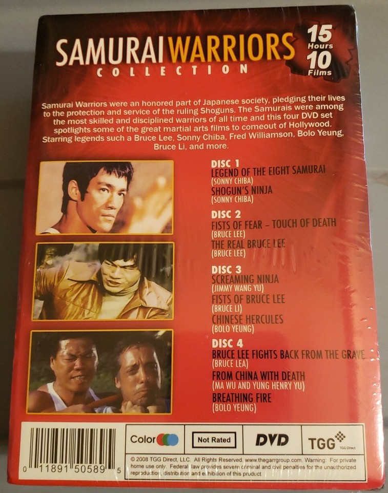 BRAND NEW! Samurai Warriors Collection (DVD, 4 Disk Set) Bruce Lee FREE ...