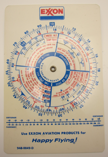 Vintage Exxon Aviation Products Flight Computer Conversion Disc 948 ...