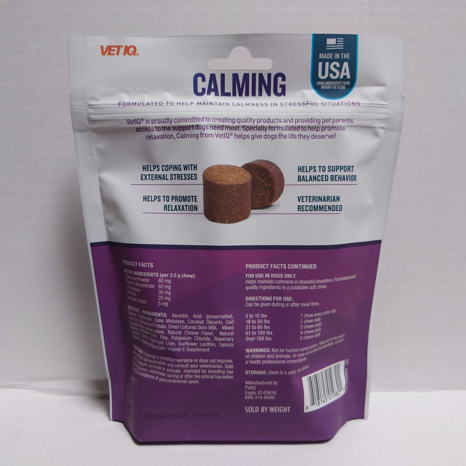 VetIQ Calming Support for Dogs 60 Count Soft Chews Exp. 02/08/2026+ | eBay