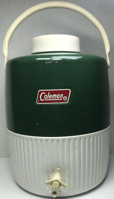 Vintage 1977 Coleman 2 Gal Thermos Cooler Water Jug w/Cup spigot Green ...