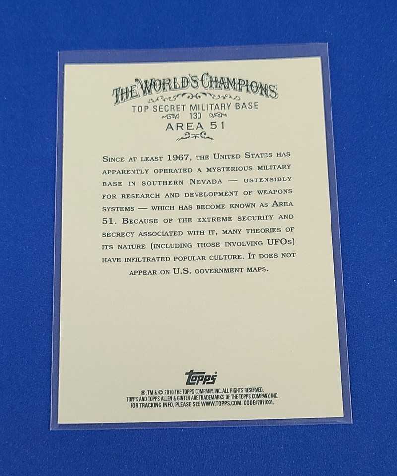 2010 Topps Allen & Ginter #130 Area 51 Baseball Card H3 | eBay