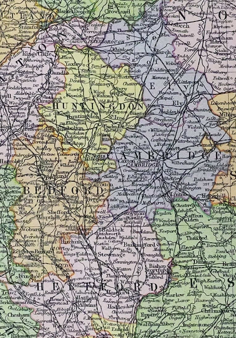 1921 LARGE MAP ENGLAND SOUTH EAST MIDLANDS ESSEX KENT LONDON ...