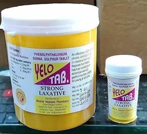 Homeopathic Yelo Tab Tablets, Strong Laxative Tablets for Constipation ...