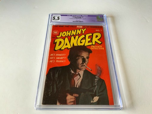 JOHNNY DANGER 1 CGC 5.5 WHITE RESTORED GRADE PRE CODE TOBY PRESS COMICS ...
