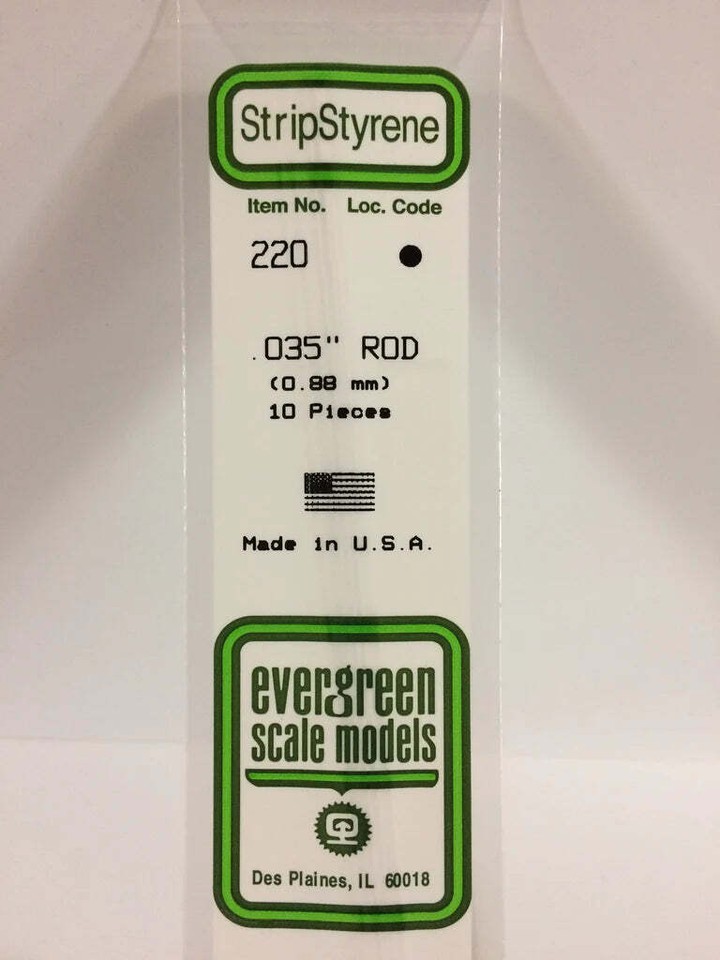 Evergreen Scale Models 220 Round Styrene Rod .035" (10 Pack) | eBay