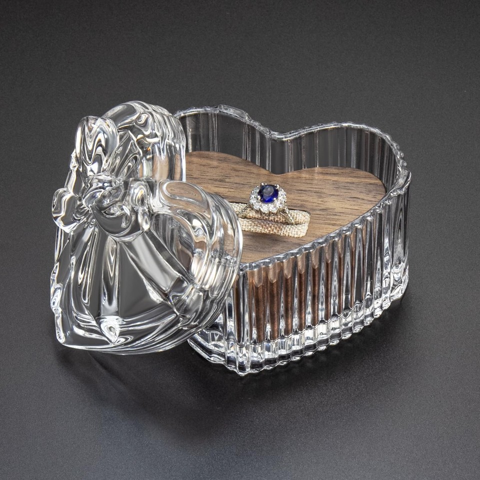 Luxury Glass Walnut Wooden Ring Box Ring case Jewelry Tray Jewelry ...