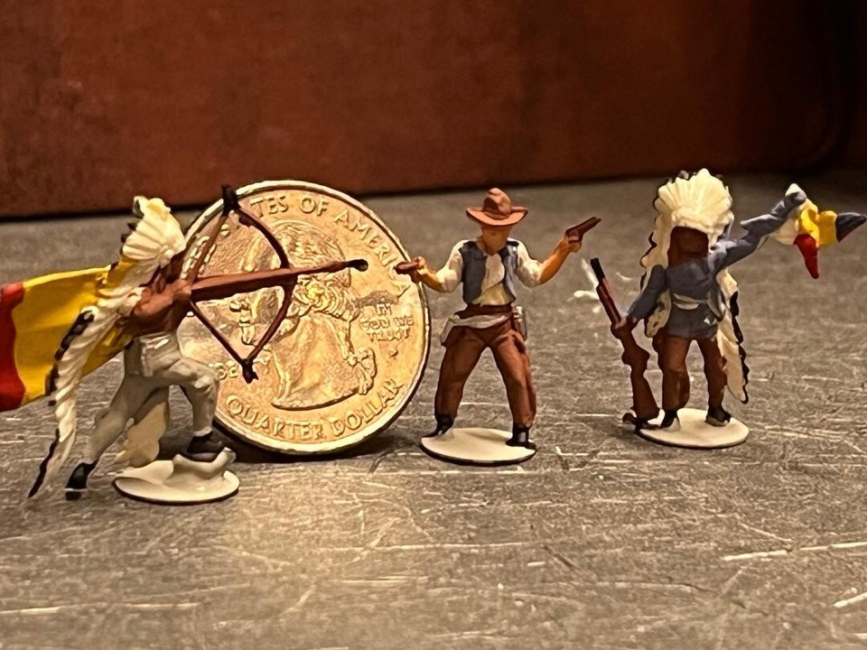 Dollhouse Miniature Cowboy & Indians Set J B484 1:87 HO Scale ...