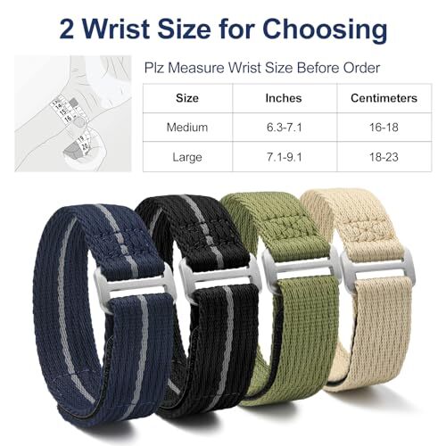 Nylon Watch Band - Hook and Loop Fasteners Soft Watch Strap 20mm 20mm-M ...