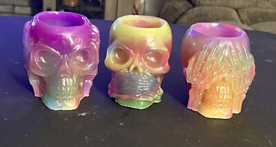 Groovy Glow In The Dark Resin Skull Planters 3 Piece Set Hear/Speak/See ...
