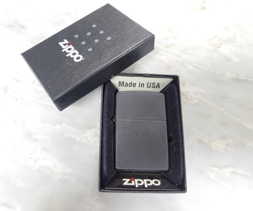 Genuine Matte Black Zippo Cigarette Lighter w/ Original Box ~ SS-8025 ...