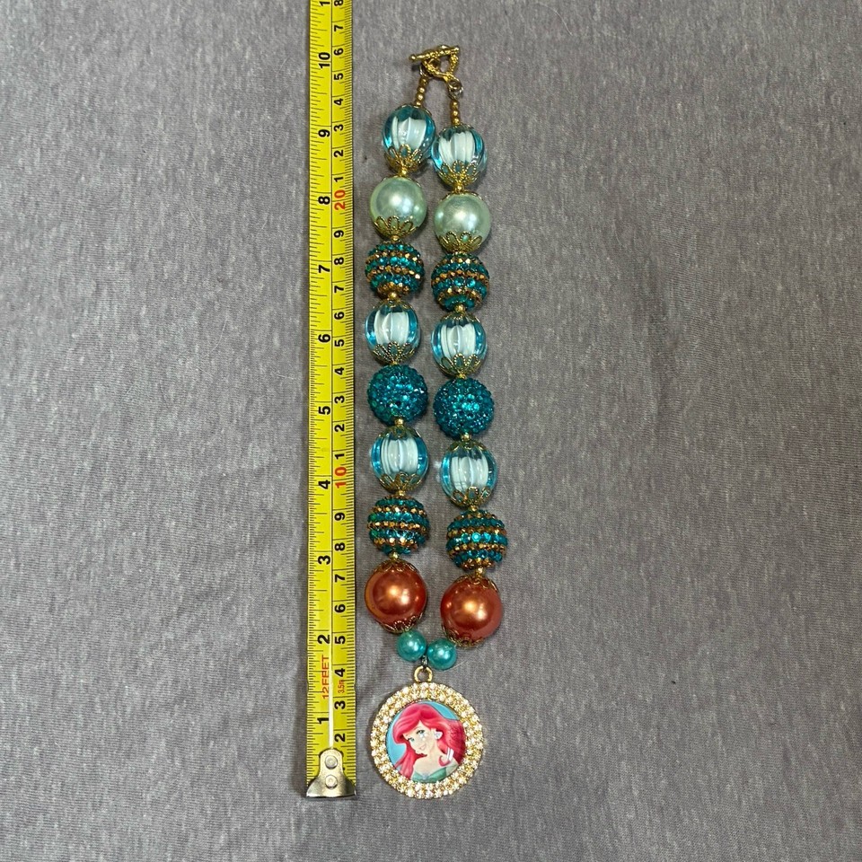 Disney Princess Ariel Bubblegum Bead Necklace Blue Little Mermaid ...