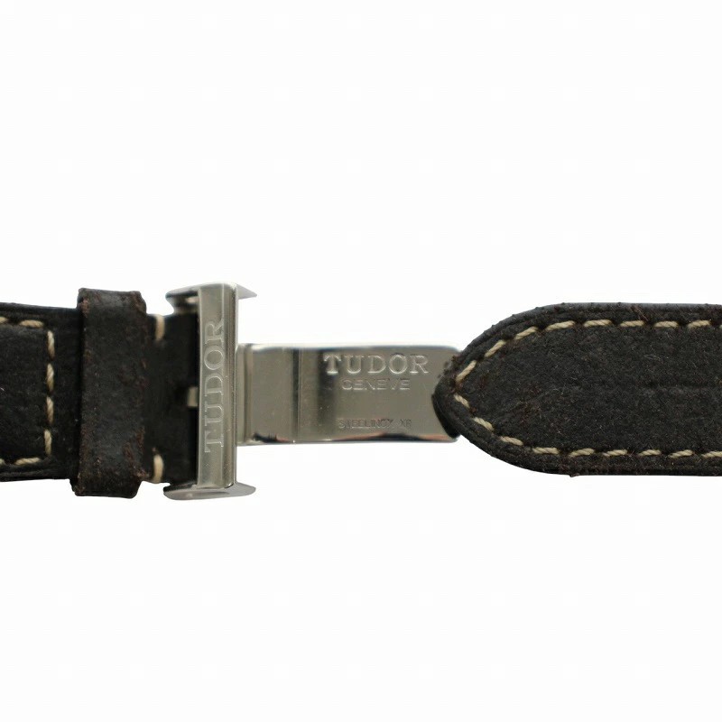 TUDOR watch band, band, leather, logo, silver hardware, black, /XZ GY04 ...