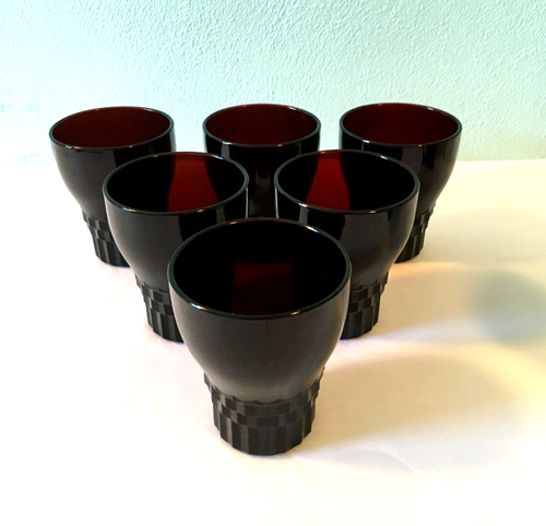 SET OF 6 ANCHOR HOCKING ROYAL RUBY RED 4" TUMBLERS GLASSES , WINDSOR ...