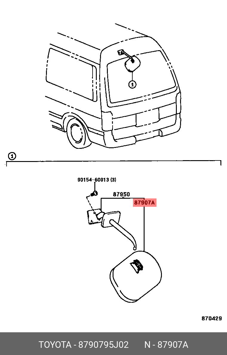 Genuine OE rear view mirror, 8790795J02 for TOYOTA 87907-95J02 | eBay.de