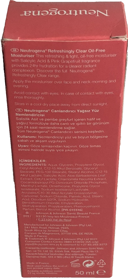 Neutrogena Refreshingly Clear Moisturiser Pink Grapefruit Oil-Free 50 mL(1.7Fl) | eBay