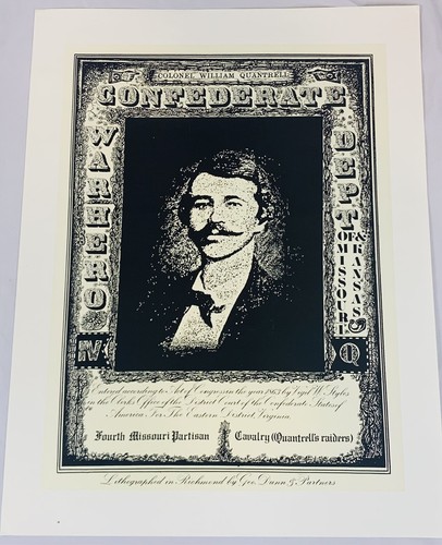 Reproduction Civil War Poster William Quantrill Confederate War Hero | eBay