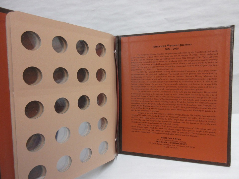 Dansco Coin Album #7141 American Women Quarters 2022-2025 No Proofs (P ...