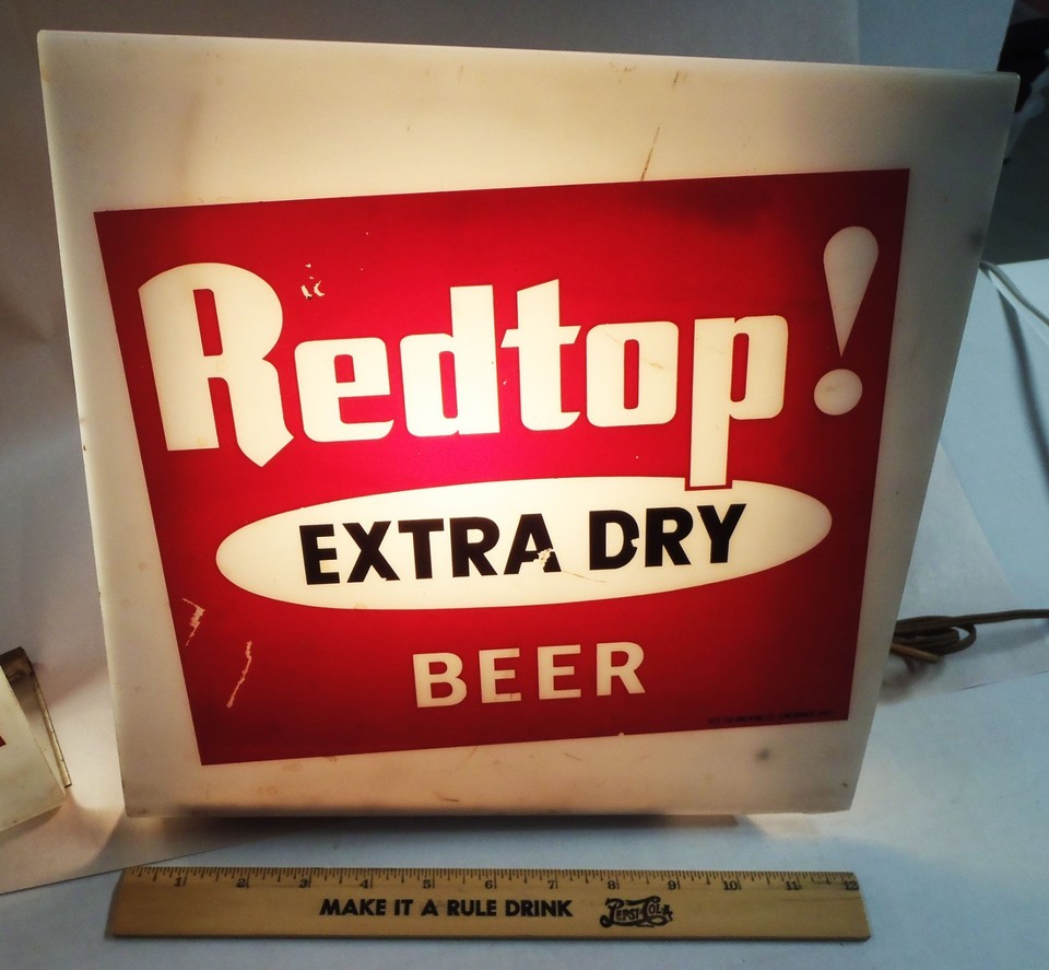 Redtop! Extra Dry Beer Brewing Cincinnati Ohio PAIR 1950s BACKLIT RED ...
