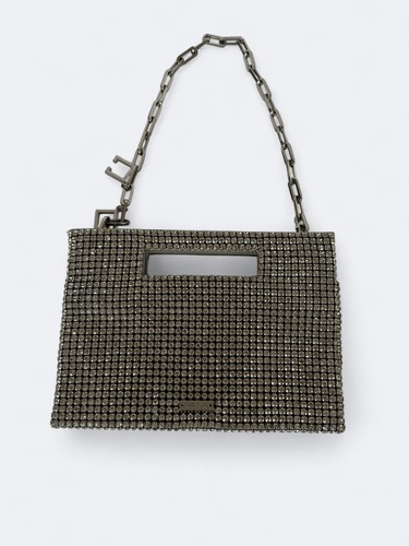 Cult Gaia Lucinda Mini Crystal Bag Silver Detachable Chain Shoulder ...