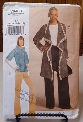 8483 Vogue SEWING Pattern CUT Sz Misses 8-16 jacket flared pants | eBay