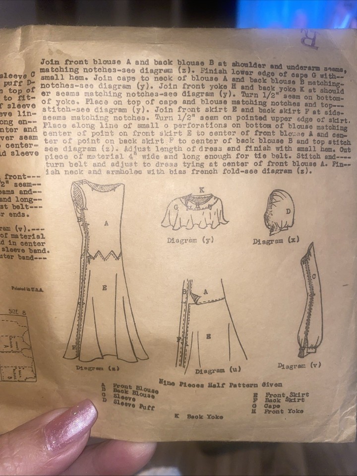 Very Rare Betsy Ross Vintage 1920’s 30’s Dress Sewing Pattern 5085 Size ...